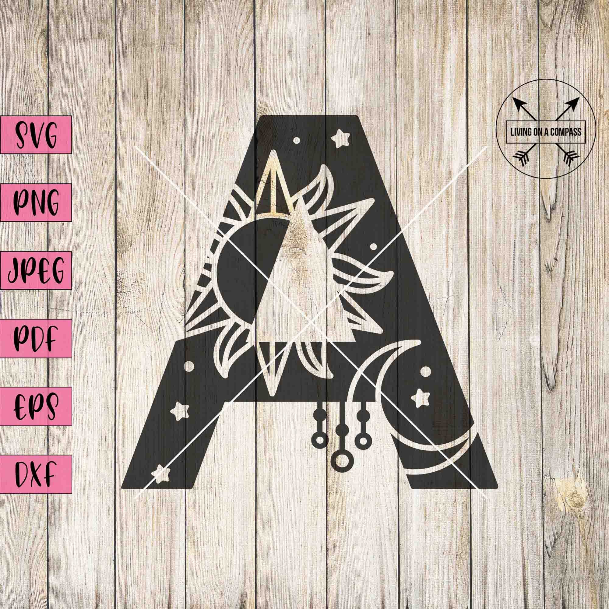 Sun and Moon Letter a Svg, Letter a Png, Letter a Clipart, Large Letter ...