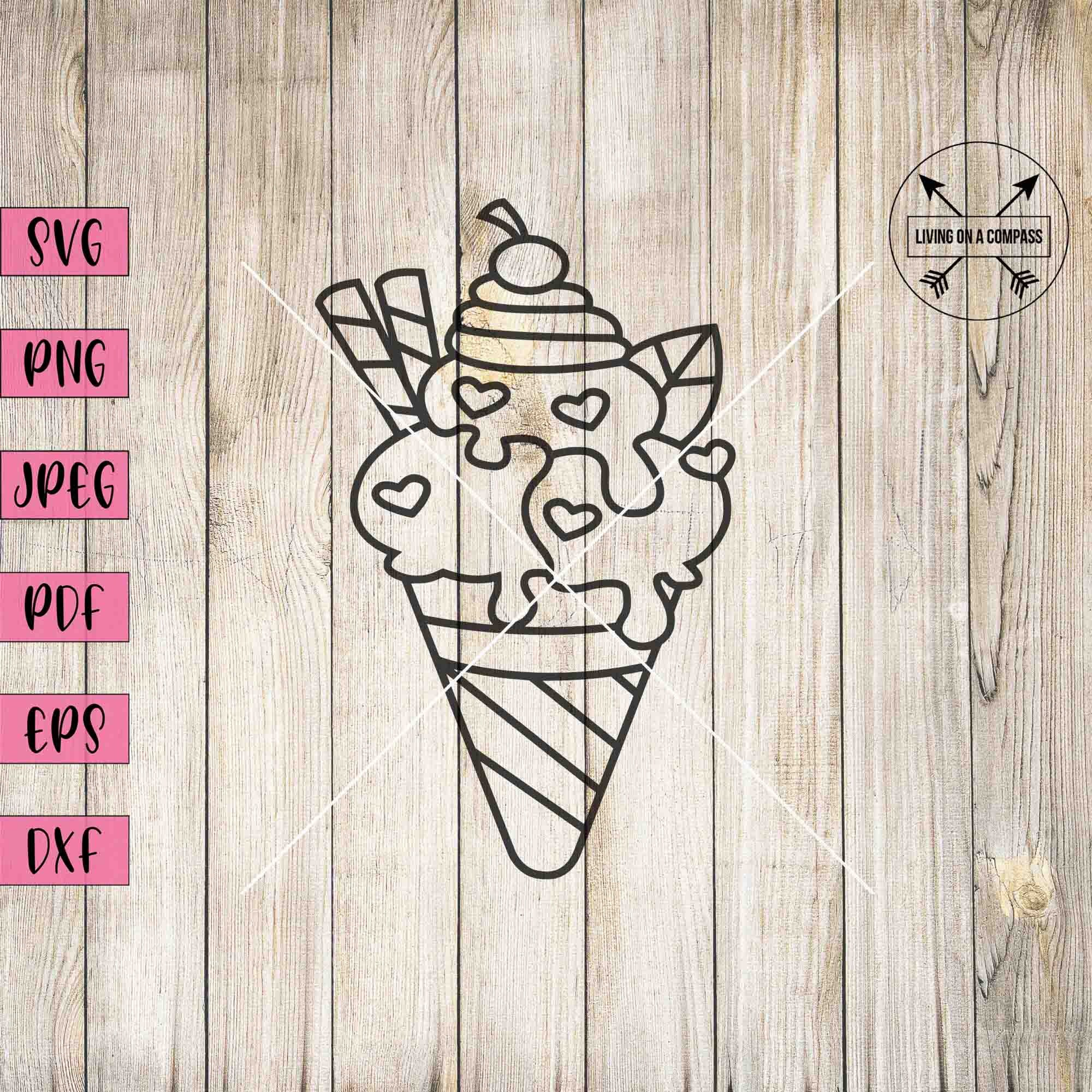 Ice Cream Cone Svg, Ice Cream Clip Art, Sundae Svg, Ice Cream Stickers ...