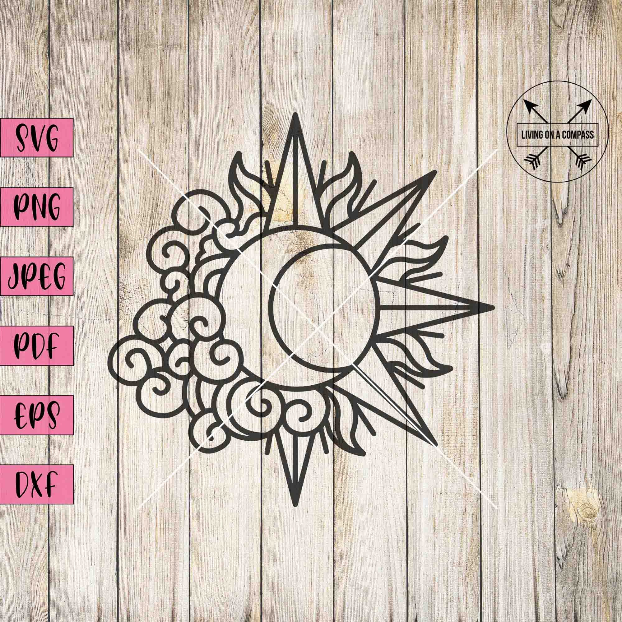 Moon and Sun Svg, Sun and Moon Wall Art, Sun and Moon Wall Decor, Sun ...