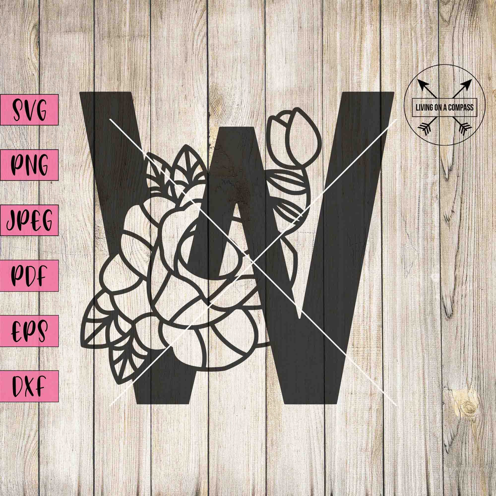 Letter W Svg Floral Letter W Letter W Print Letter W - Etsy