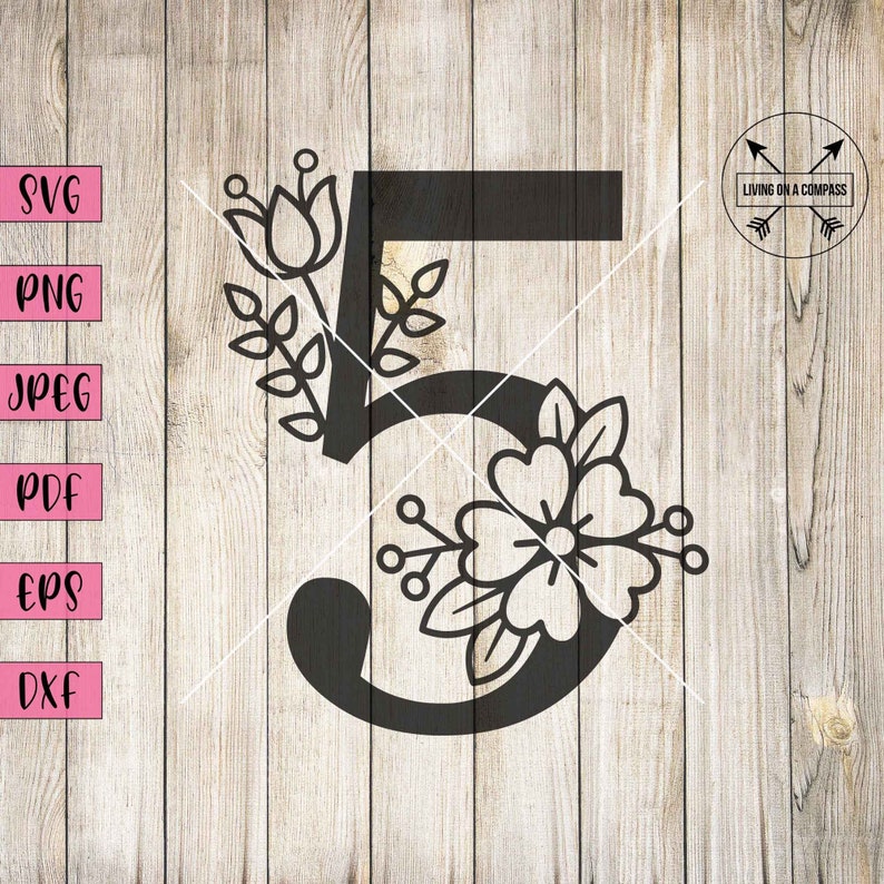 Floral Number 5 Svg Digital Download Table Number Printable - Etsy