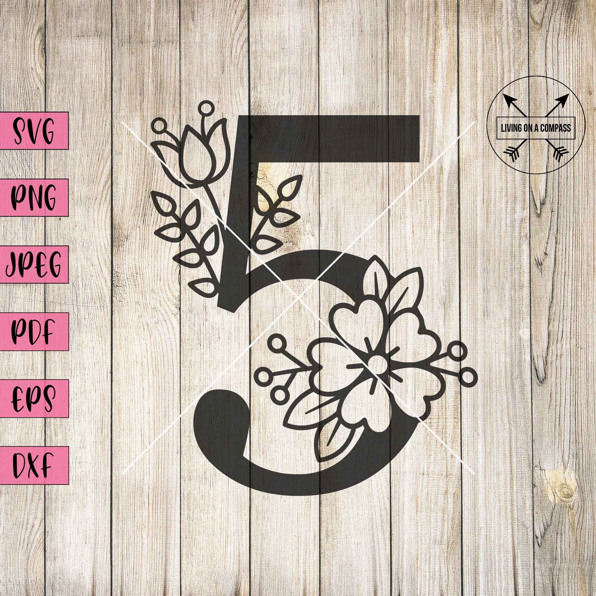 Floral Number 5 Svg Digital Download Table Number Printable - Etsy
