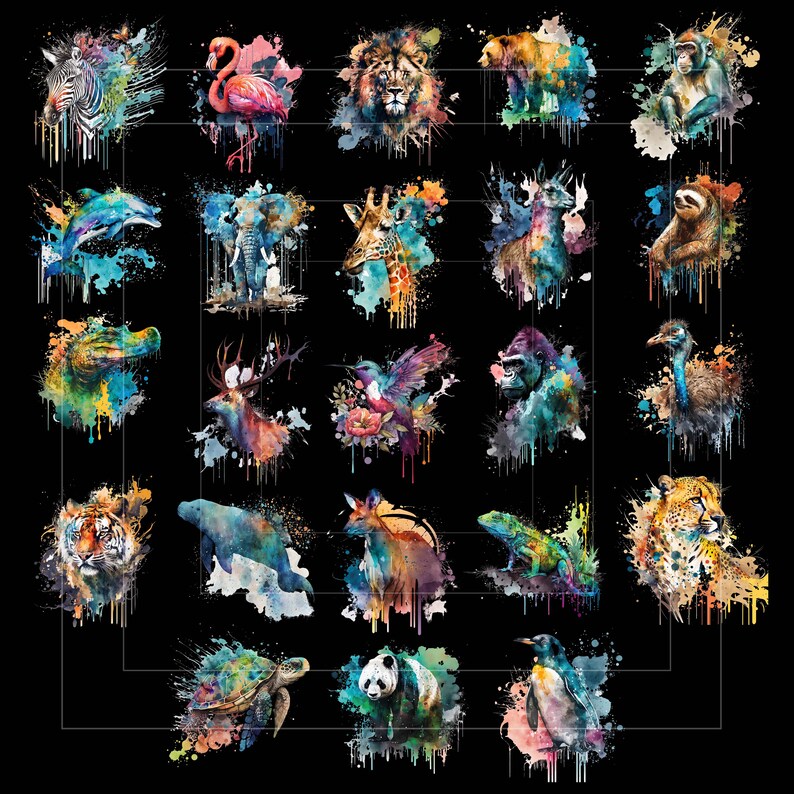 Watercolor Zoo Animals, Animal Illustrations, Digital Download, Cute ...