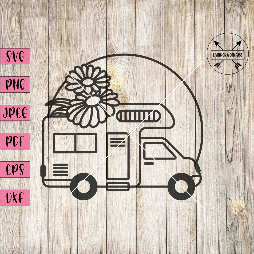 Rv Svg, Trailer Svg, Floral Trailer, Rv Cut File, Rv Clipart, Trailer ...