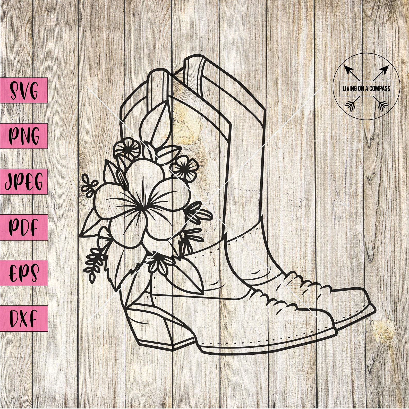 Floral Cowgirl Boots Svg Cowgirl Boots Cut File Cowboy Boots - Etsy