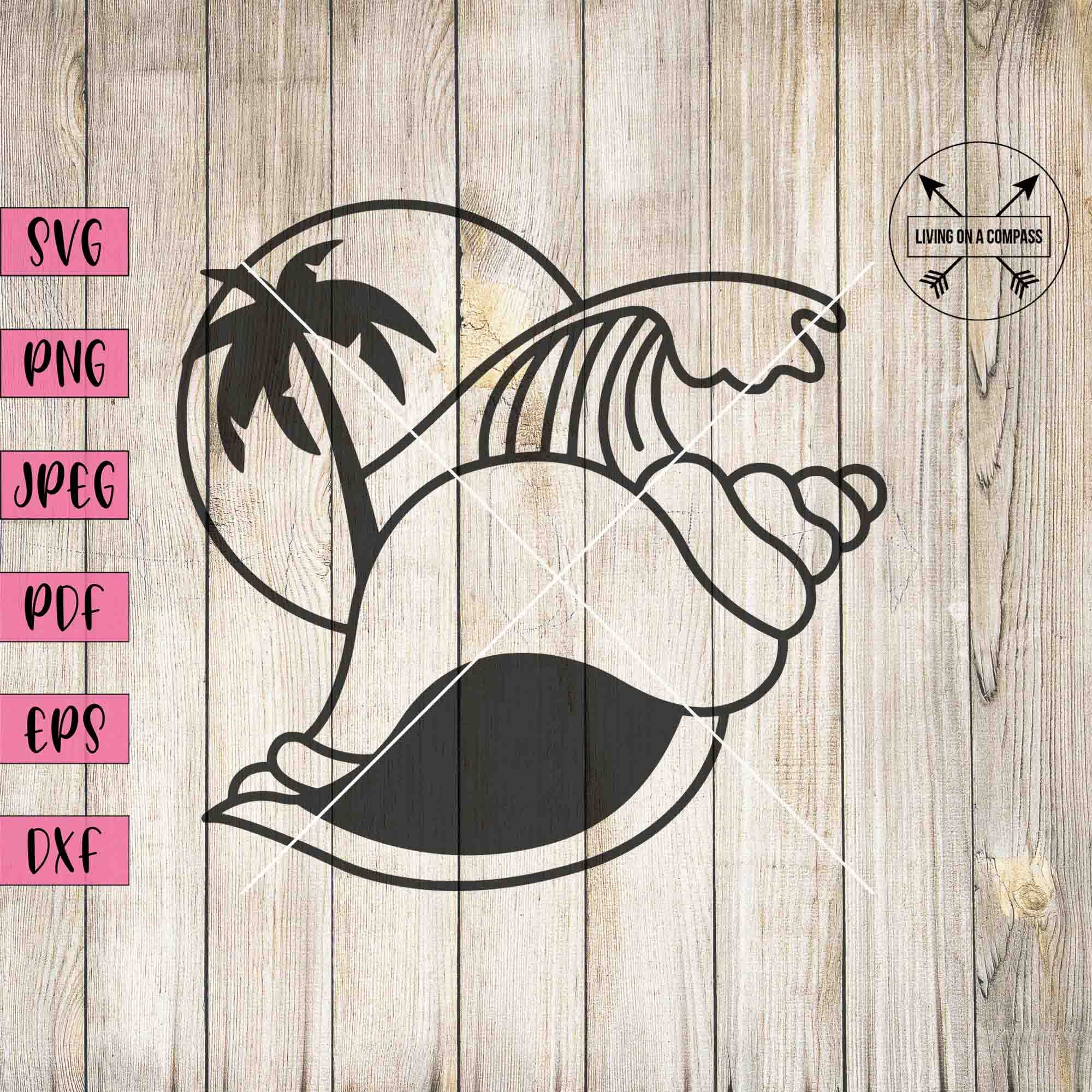 Seashell Svg Shell Png Conch Shell Waves Clip Art Beach - Etsy