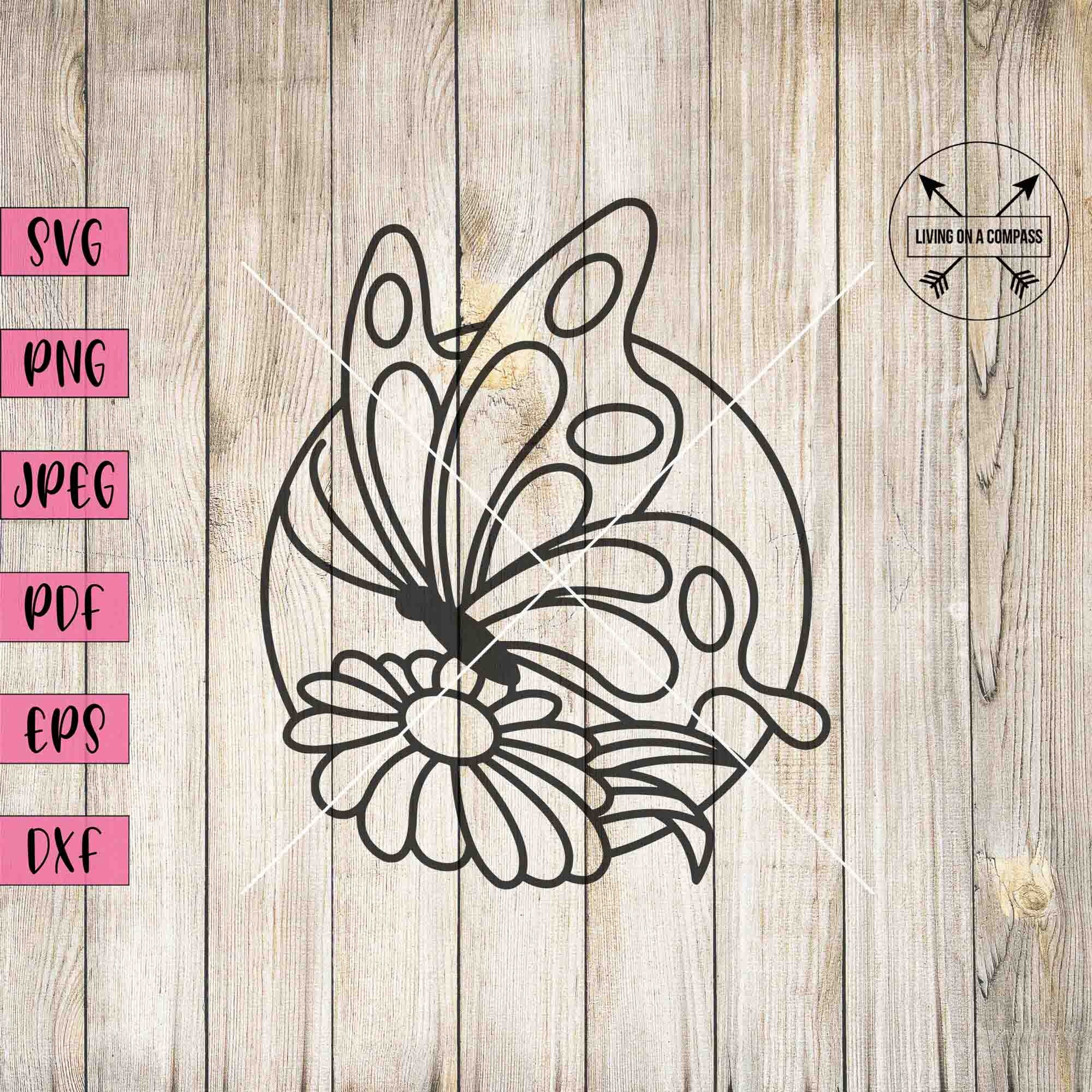 Butterfly Svg Butterfly on Flower Butterfly Clipart - Etsy