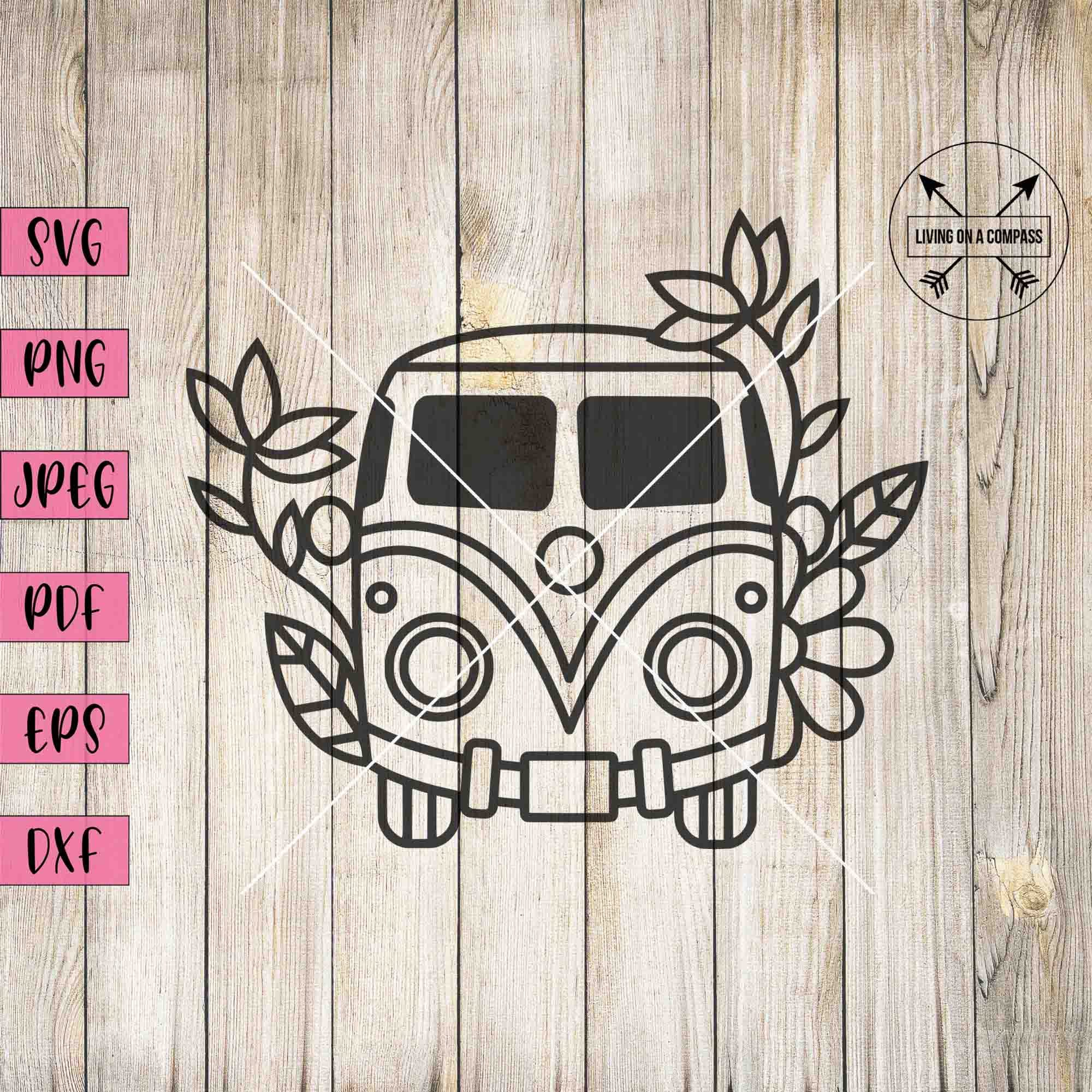 Hippie Van Svg, Floral Car, Floral Van, Hippie Car, Hippie Svg, Hippie ...