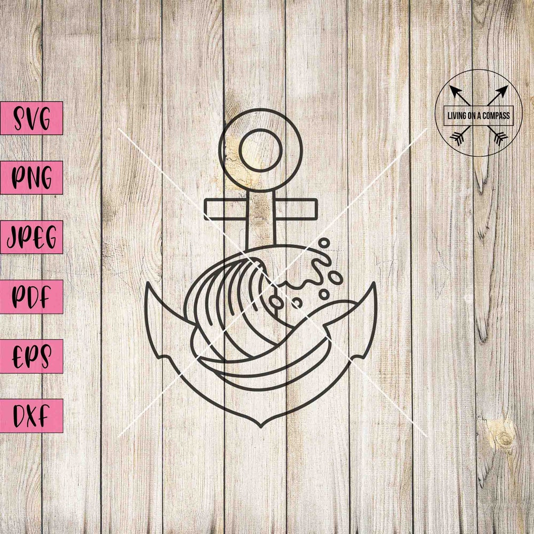 Anchor Svg, Waves Clip Art, Waves Sticker, Nautical Png, Nautical ...