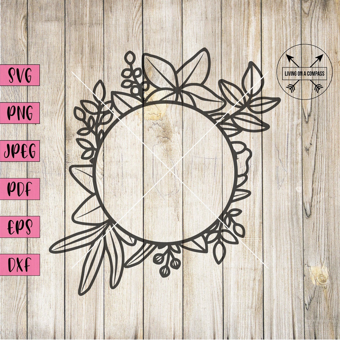 Floral Monogram Frame Svg Circle Frame Svg Floral Frame - Etsy