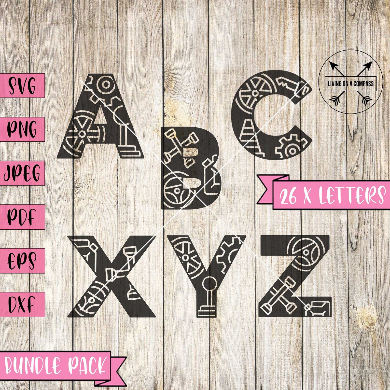 A-Z Tools Alphabet, Mechanical Letters, Laser Cut Alphabet Svg ...