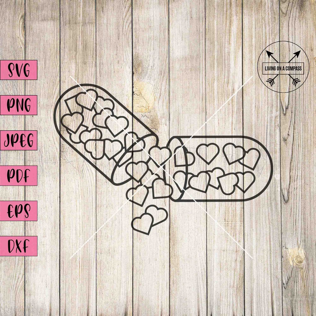 Hearts Pill Svg, Pill Svg, Pill Png, Love Sick, Medicine Svg, Medicine ...