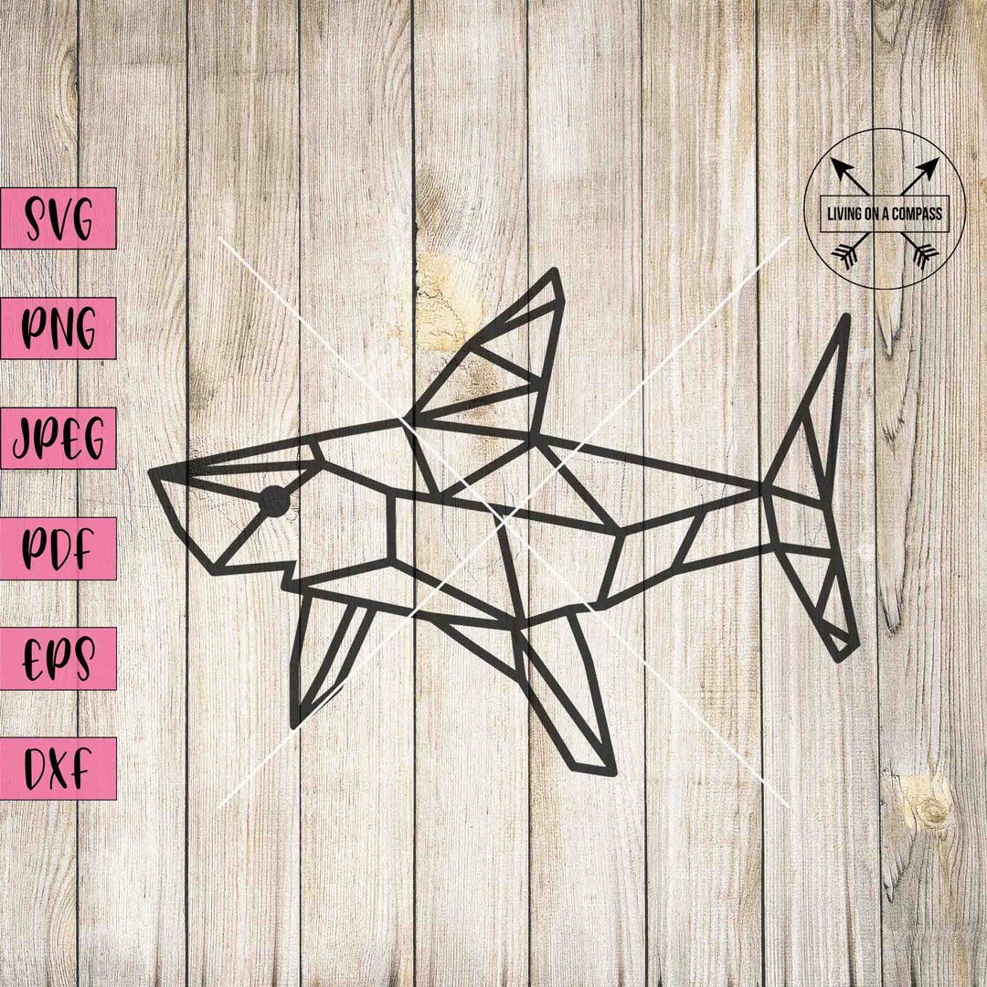 Geometric Shark, Shark Svg, Shark Clipart, Shark Png, Shark Decal, Fish ...