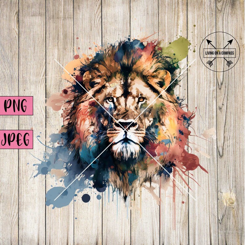 Lion Watercolor Drip, Lion Digital Download, Lion Printable, Lion Art ...