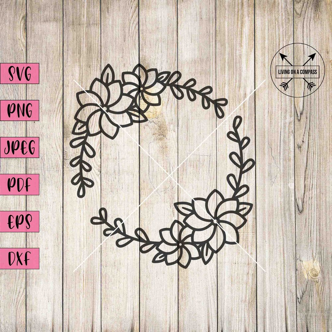 Round Frame Svg, Floral Monogram Frame Svg, Circle Frame Svg, Floral ...