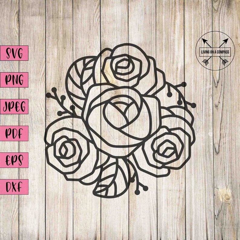 Rose svg, peonías svg, clip art de rosas, archivo de corte de rosas ...