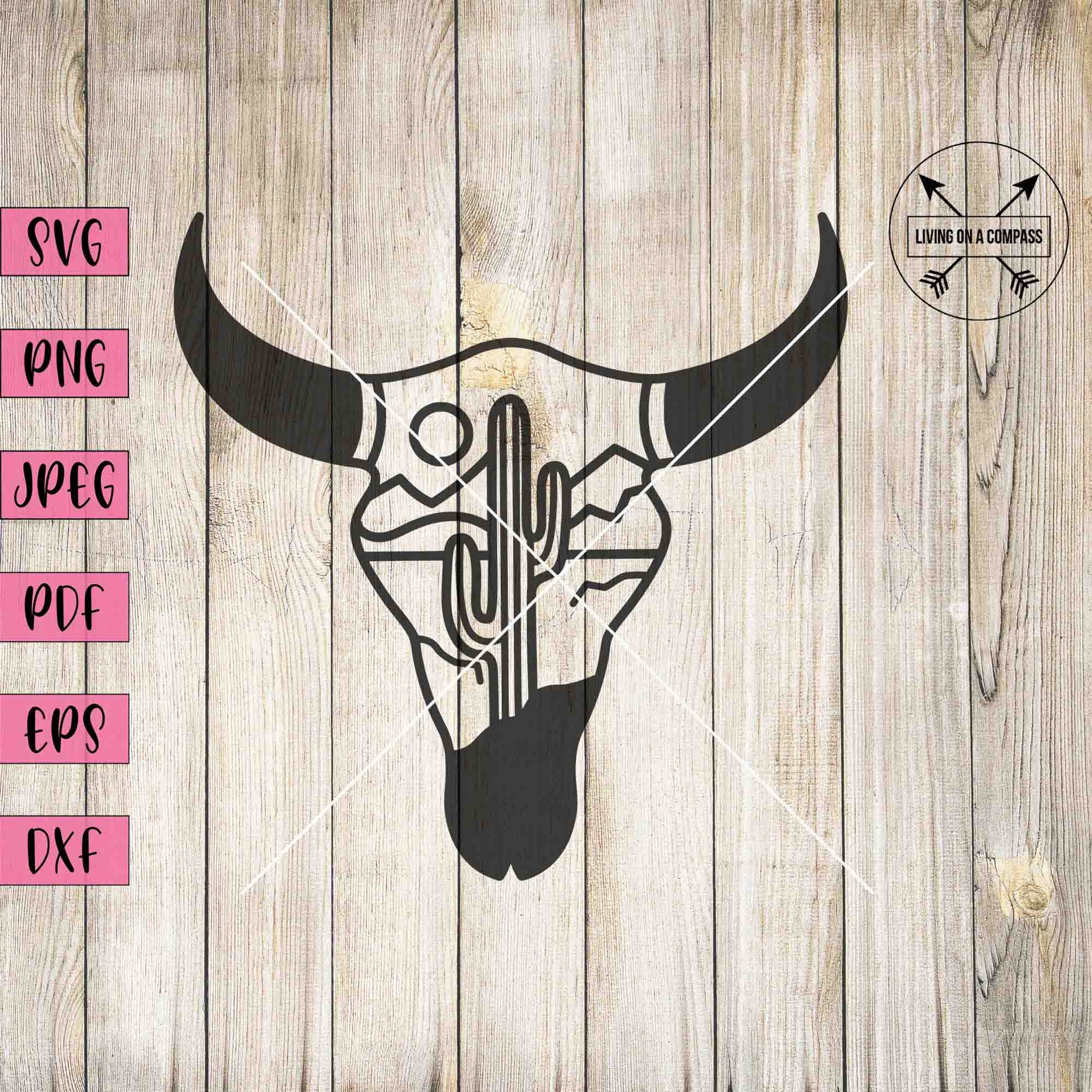 Cráneo de vaca svg, cráneo de toro svg, cráneo de animal svg, arte de ...