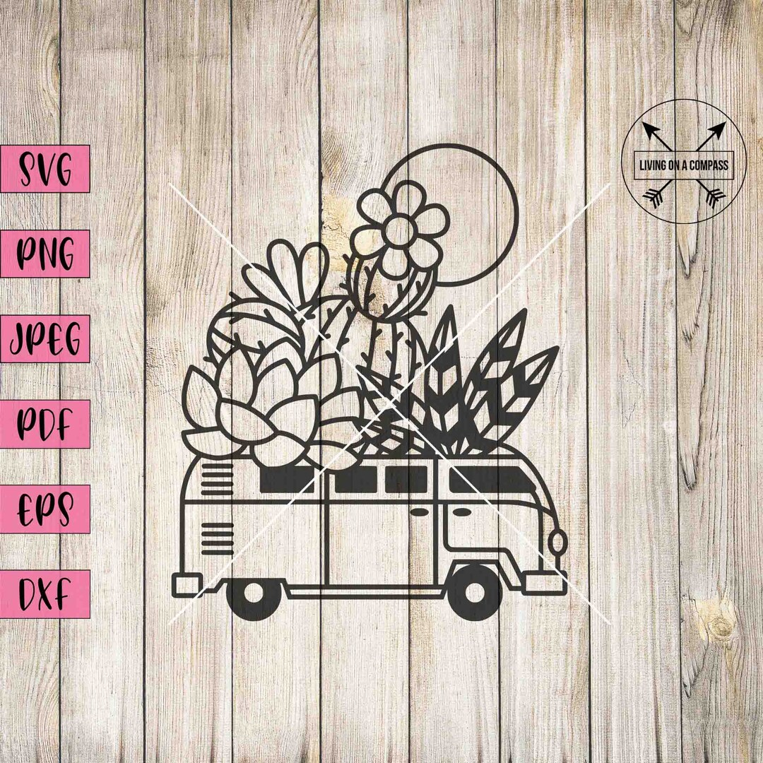 Cactus Van Svg, Cute Cactus Svg, Cute Cactus Clip Art, Cactus Clipart ...