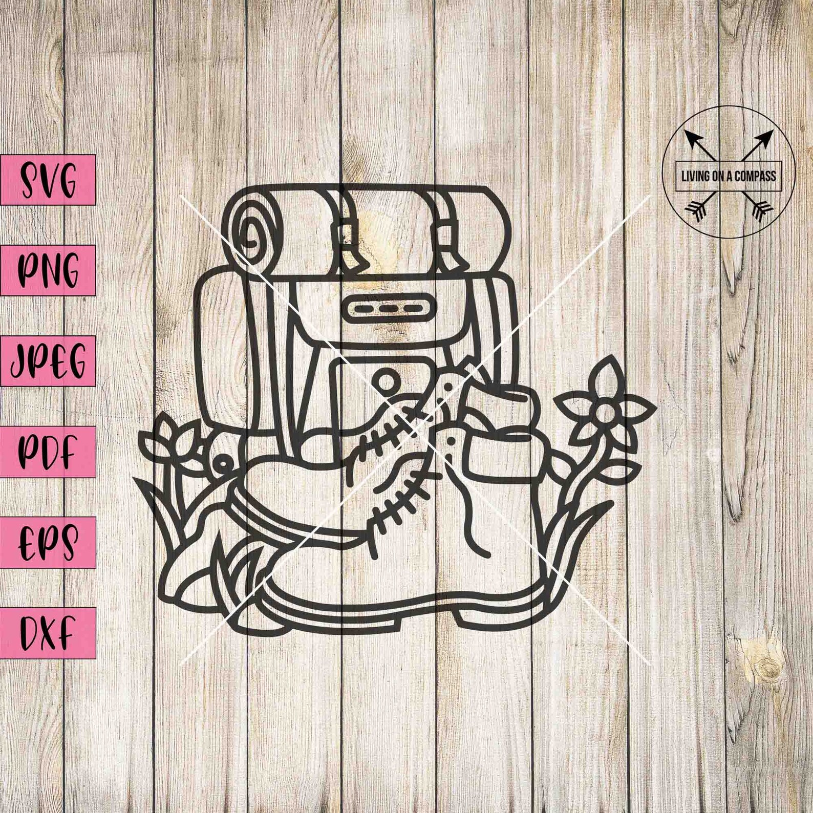 Backpack Svg, Hiking Boots Svg, Hiker Art, Hiker Decal, Rucksack Svg ...