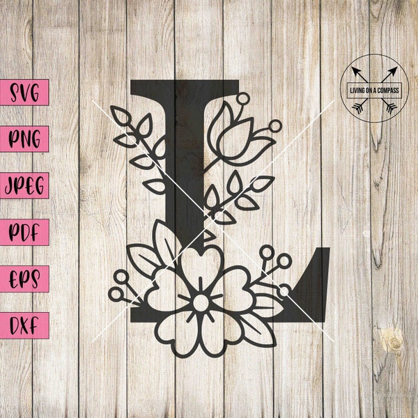 Floral Letter L Svg - Etsy