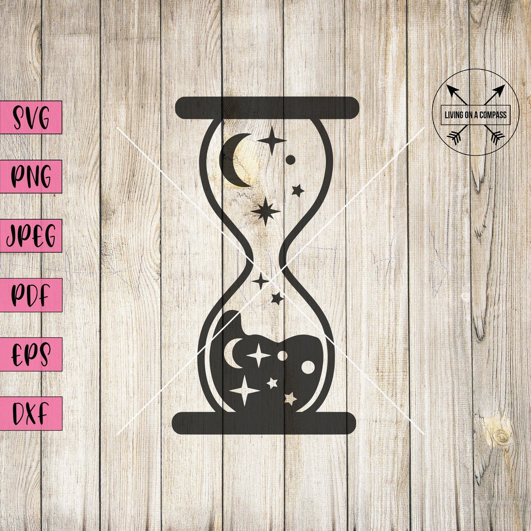 Sand Timer Svg, Sand Hourglass Svg, Moon Svg, Geometric Wall Art ...