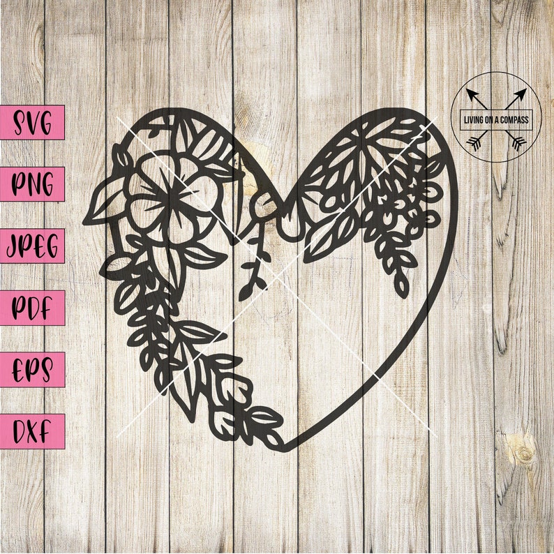 Floral Heart Frame Svg, Heart Svg, Heart Clipart, Floral Clipart ...