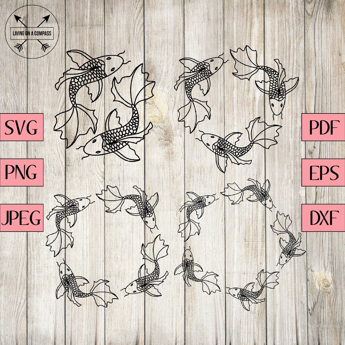 Coy Fish Svg Koi Fish Svg Koy Fish Cut File Wreath Svg - Etsy