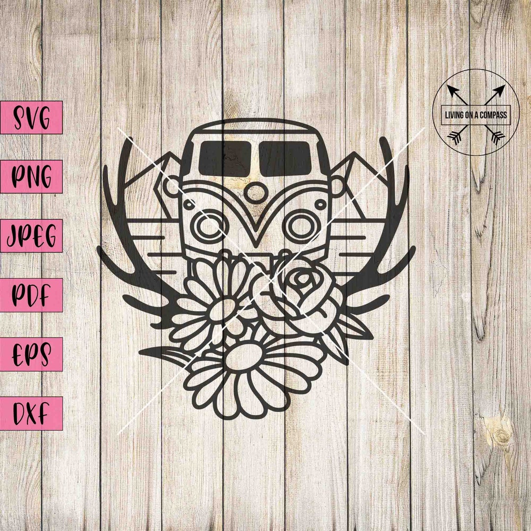 Van Svg, Van Png, Deer Antlers, Travel Stickers, Travel Clipart, Boho ...