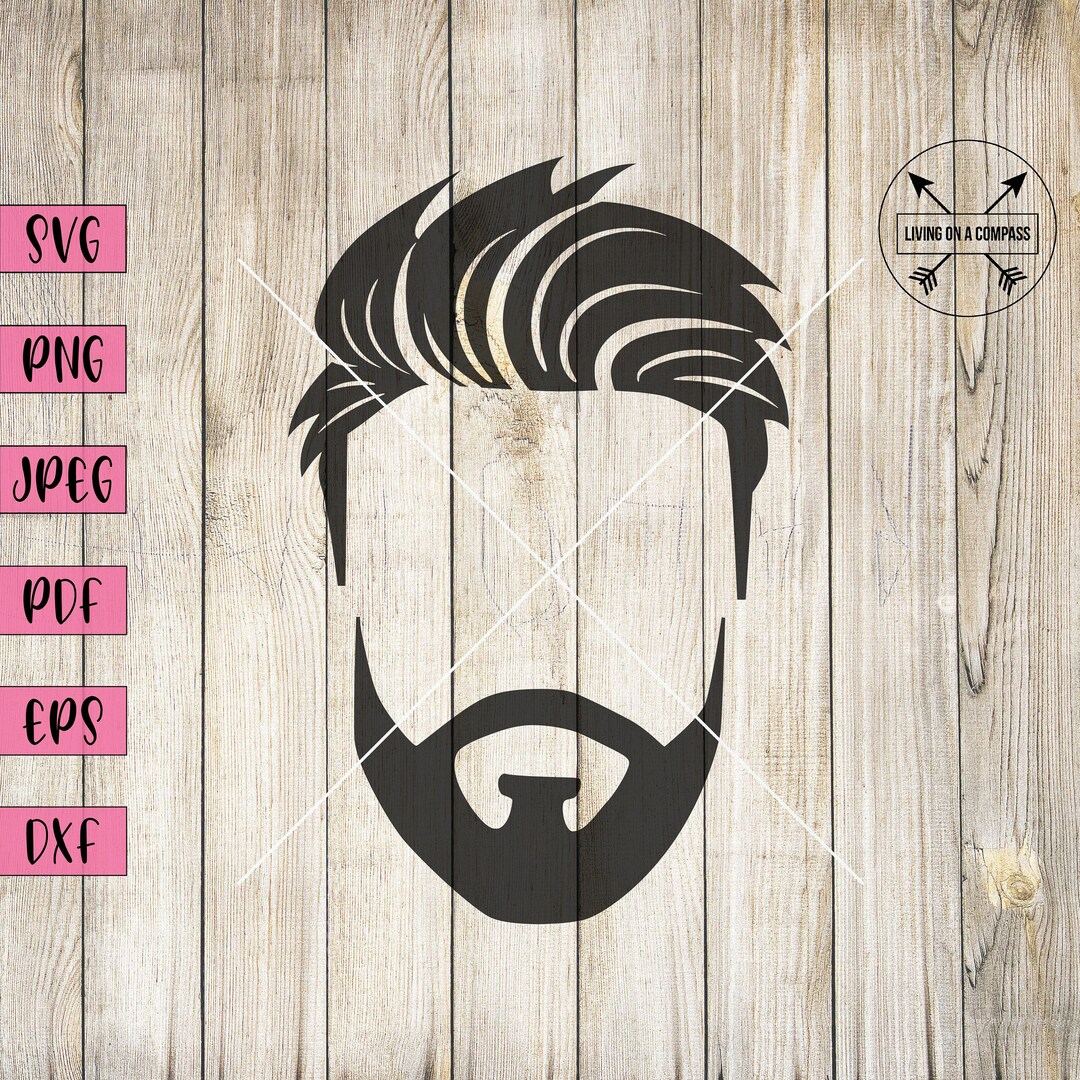 Beard Svg, Mustache Svg, Face Svg, Man Face Silhouette, Goatee Svg, Men ...