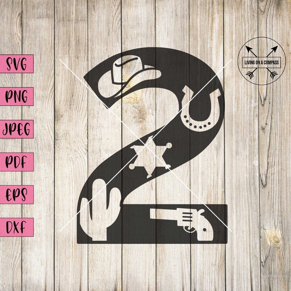 Western Number 2 Cake Topper Svg - Etsy