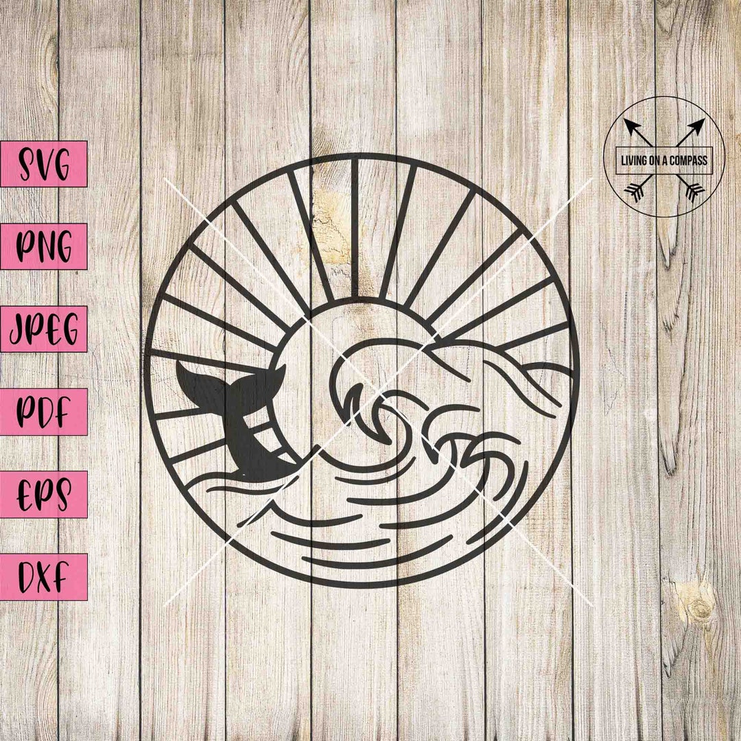 Whale Tail Svg, Whale Svg, Whale Clipart, Sunset Svg, Whale Decal ...