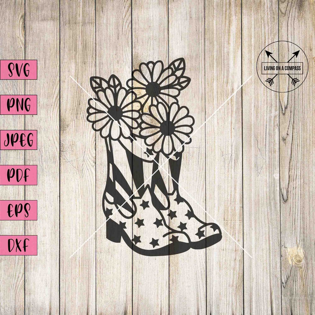 Floral Cowgirl Boots Svg, Cowgirl Boots Cut File, Cowboy Boots Svg ...