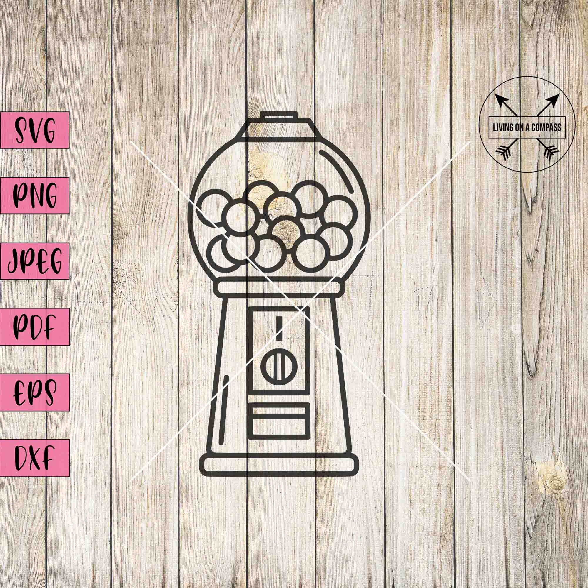 Gumball Machine, Gum Ball Machine, Candy Svg, Candy Clipart, Vintage ...
