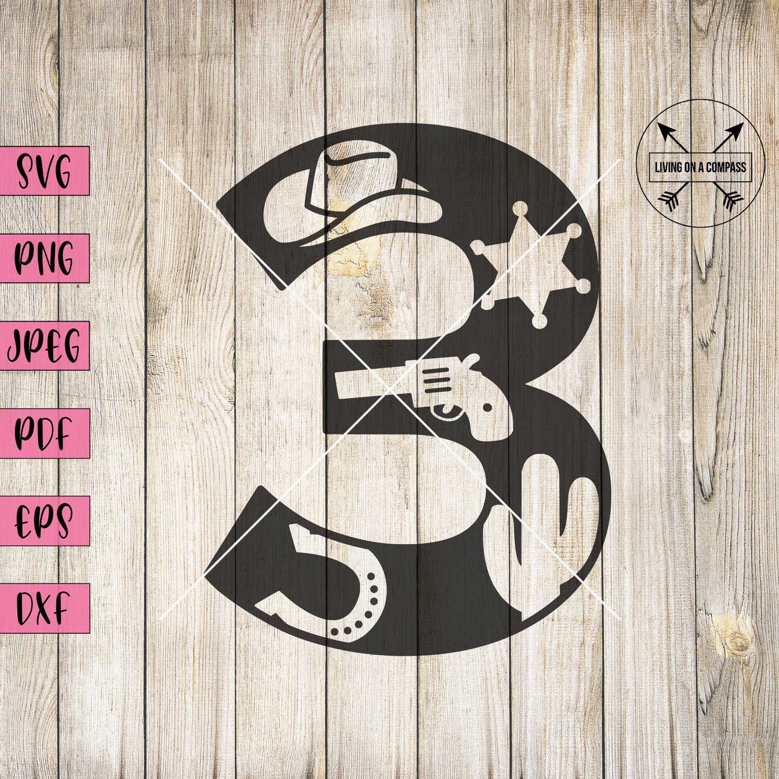 Cowboy Number 3 Svg, Number Print, Birthday Cake Topper, Western ...