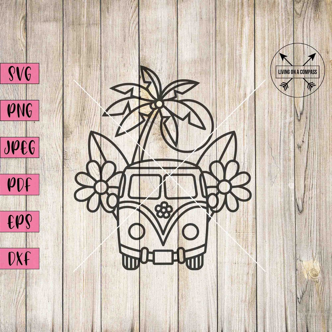 Van Svg, Beach Van, Hippie Car, Hippie Svg, Hippie Clipart, Summer ...