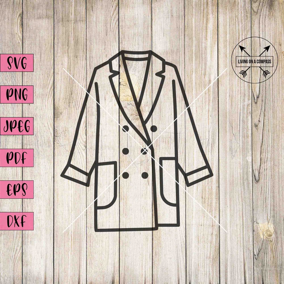 Trench Coat Svg, Coat Png, Coat Clipart, Coat Cut File, Outerwear Svg ...