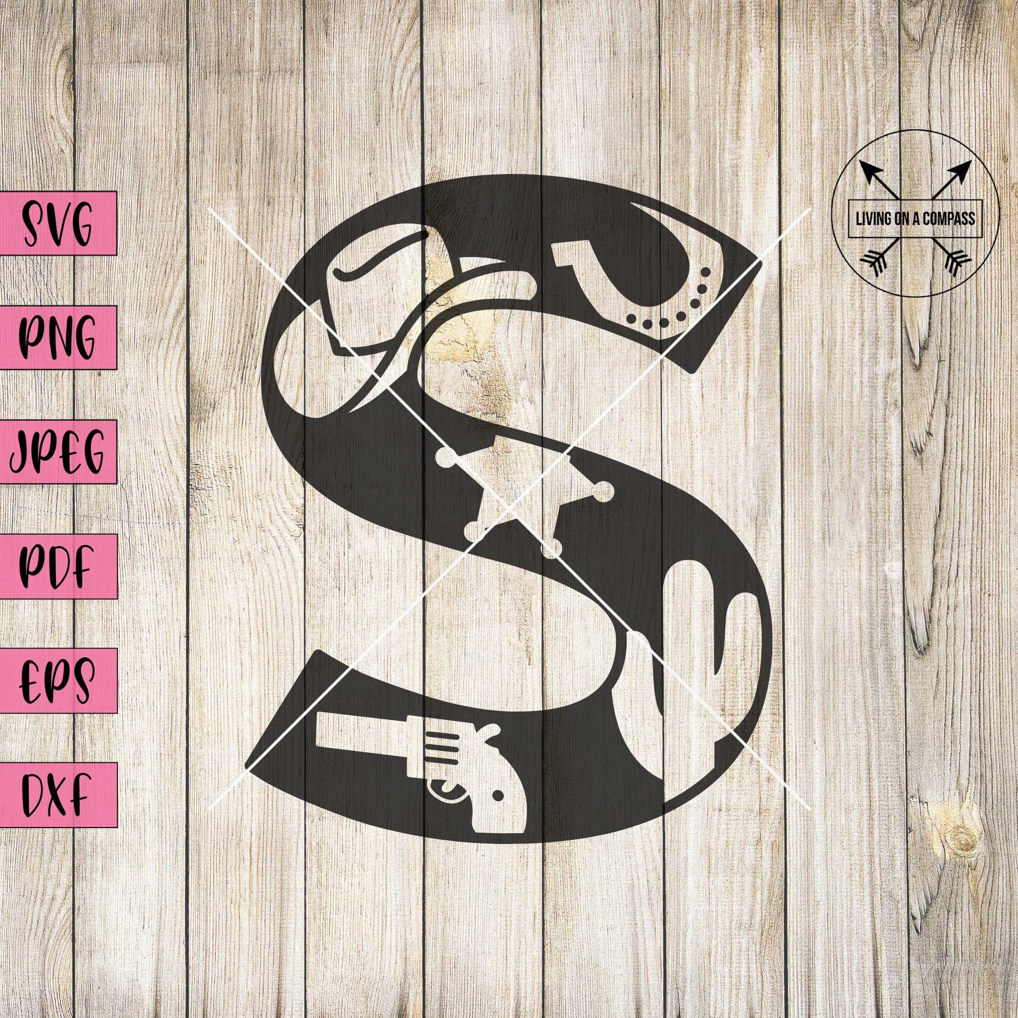 Cowboy Letter S Svg Vintage Western Decor Letter Stencils - Etsy