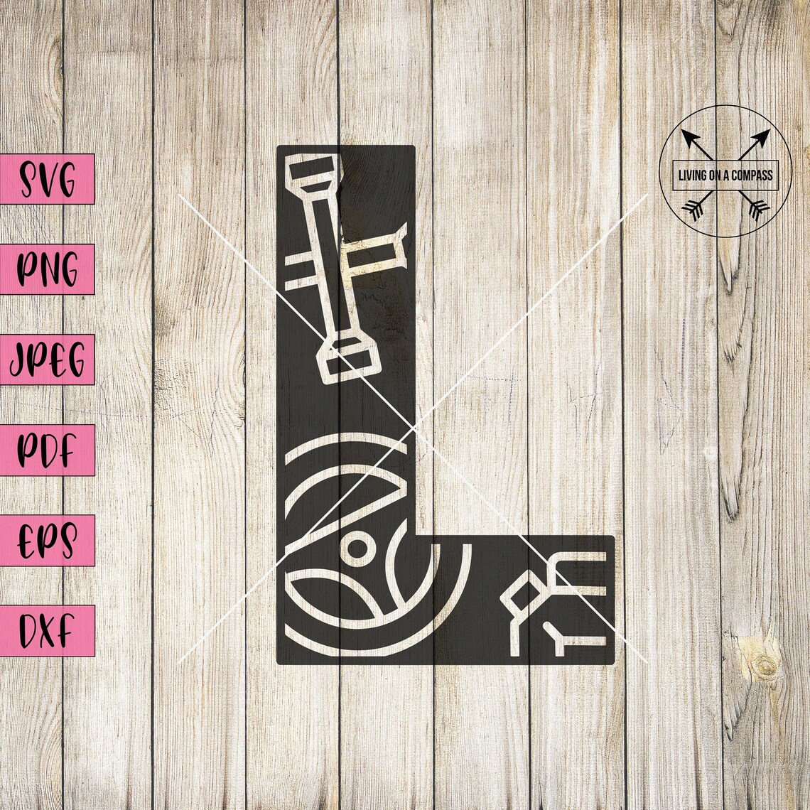 Letra l mecánica svg, car svg, letras mdf, letras dxf, plantillas de ...