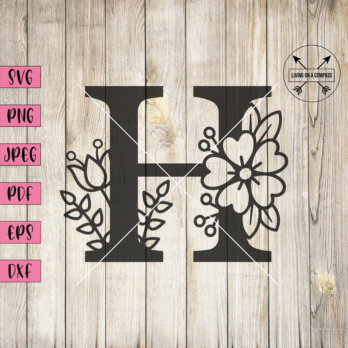 Floral Letter H Svg Letter Svg Floral Alphabet Clipart - Etsy