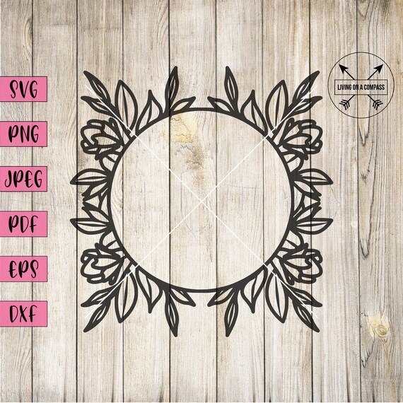 Floral Monogram Frame Svg Circle Frame Svg Floral Frame - Etsy