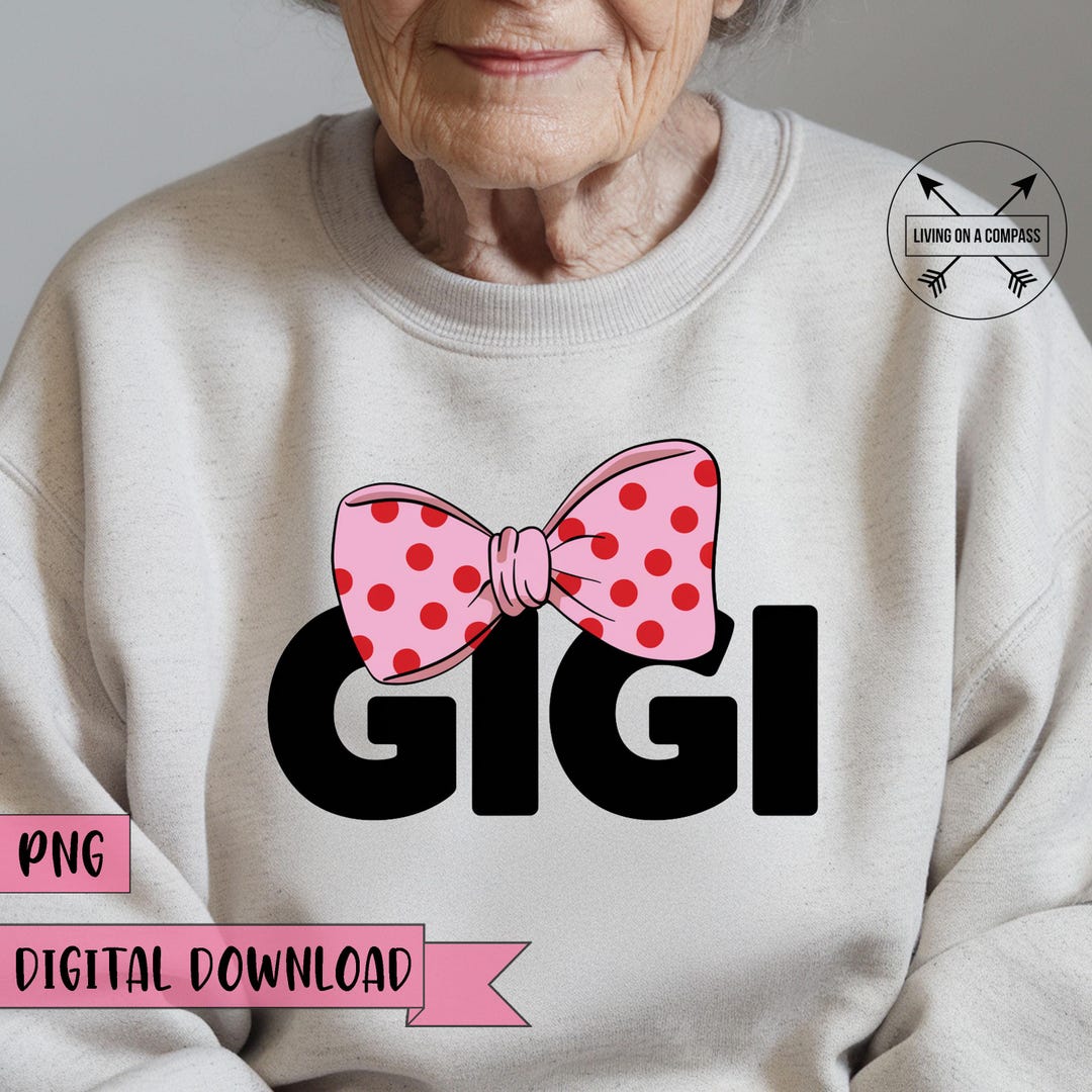 Gigi PNG Digital Download, Gigi Bow Clipart, Pink Red Bow Gigi ...