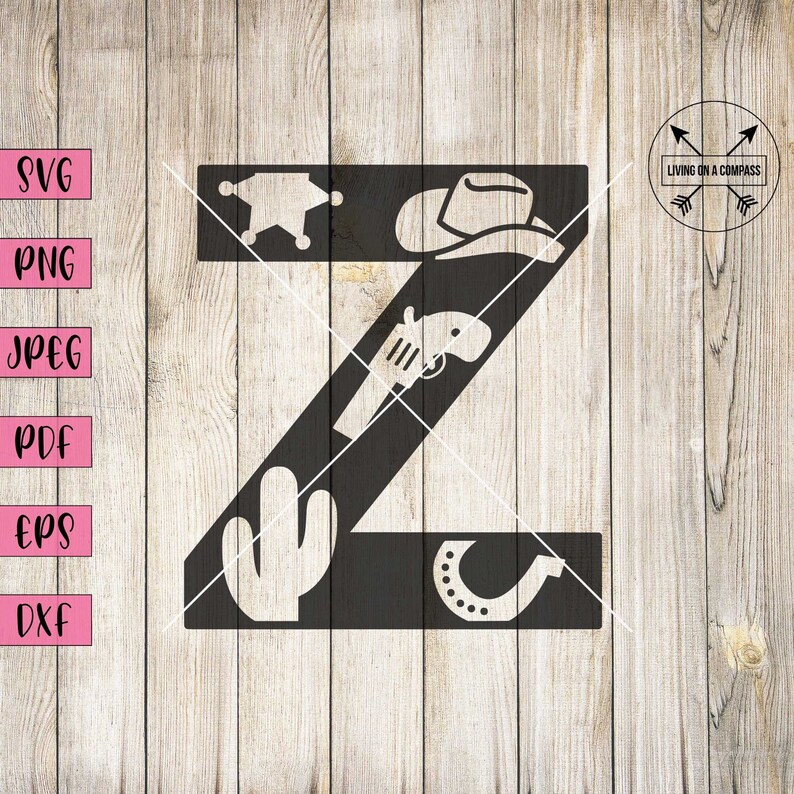 Cowboy Letter Z Svg Vintage Western Decor Letter Stencils - Etsy