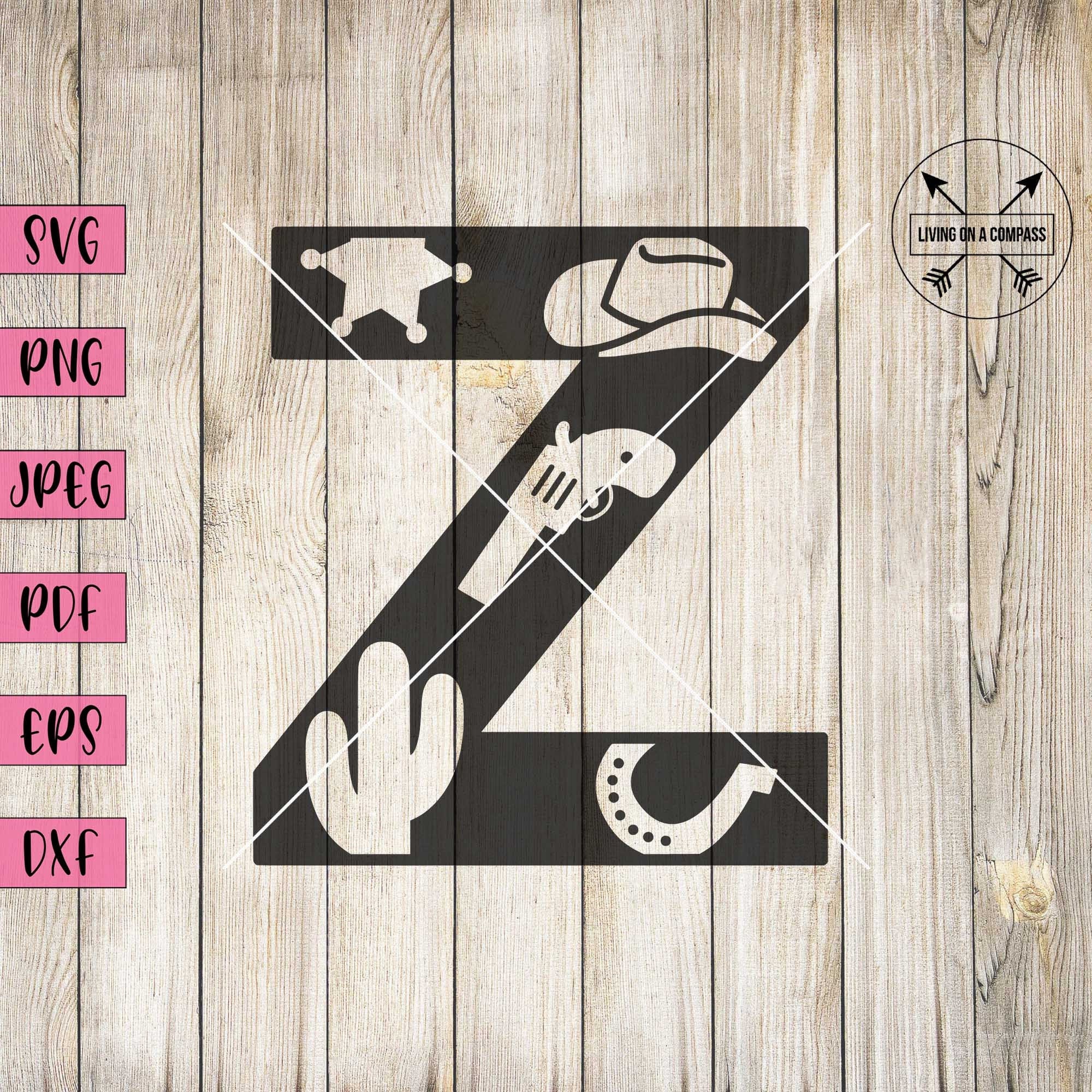 Cowboy Letter Z Svg Vintage Western Decor Letter Stencils - Etsy