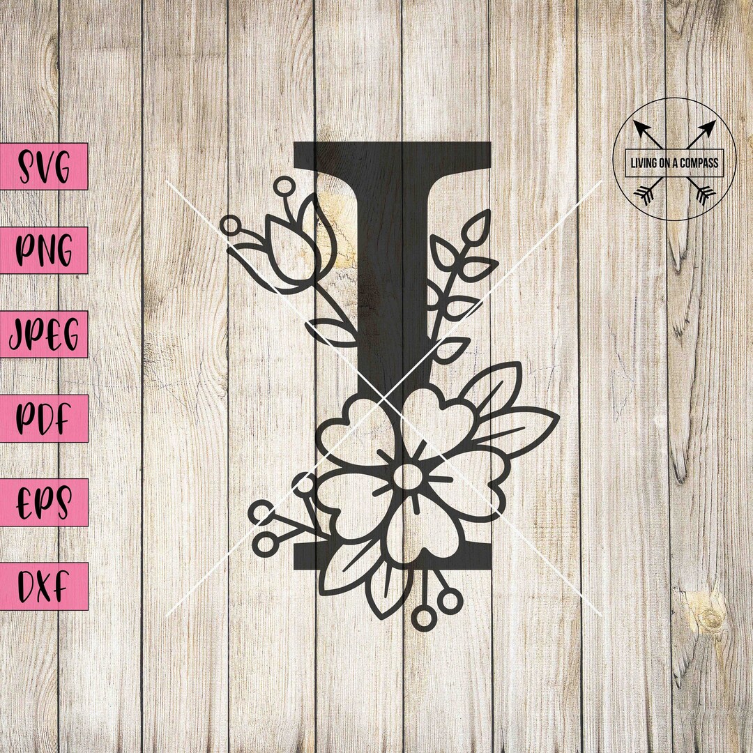 Letra floral svg, letra svg, clipart del alfabeto floral, patrón de ...
