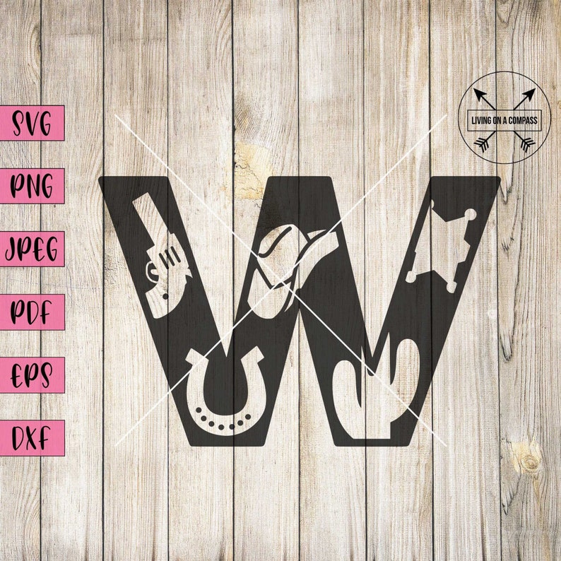 Cowboy Letter W Svg Vintage Western Decor Letter Stencils - Etsy