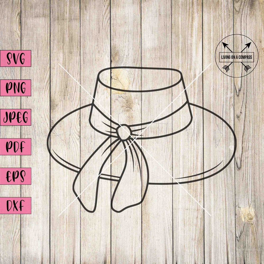 Sun Hat Svg, Garden Hat Svg, Hat With Ribbon, Hat Svg, Hat Png, Hat ...