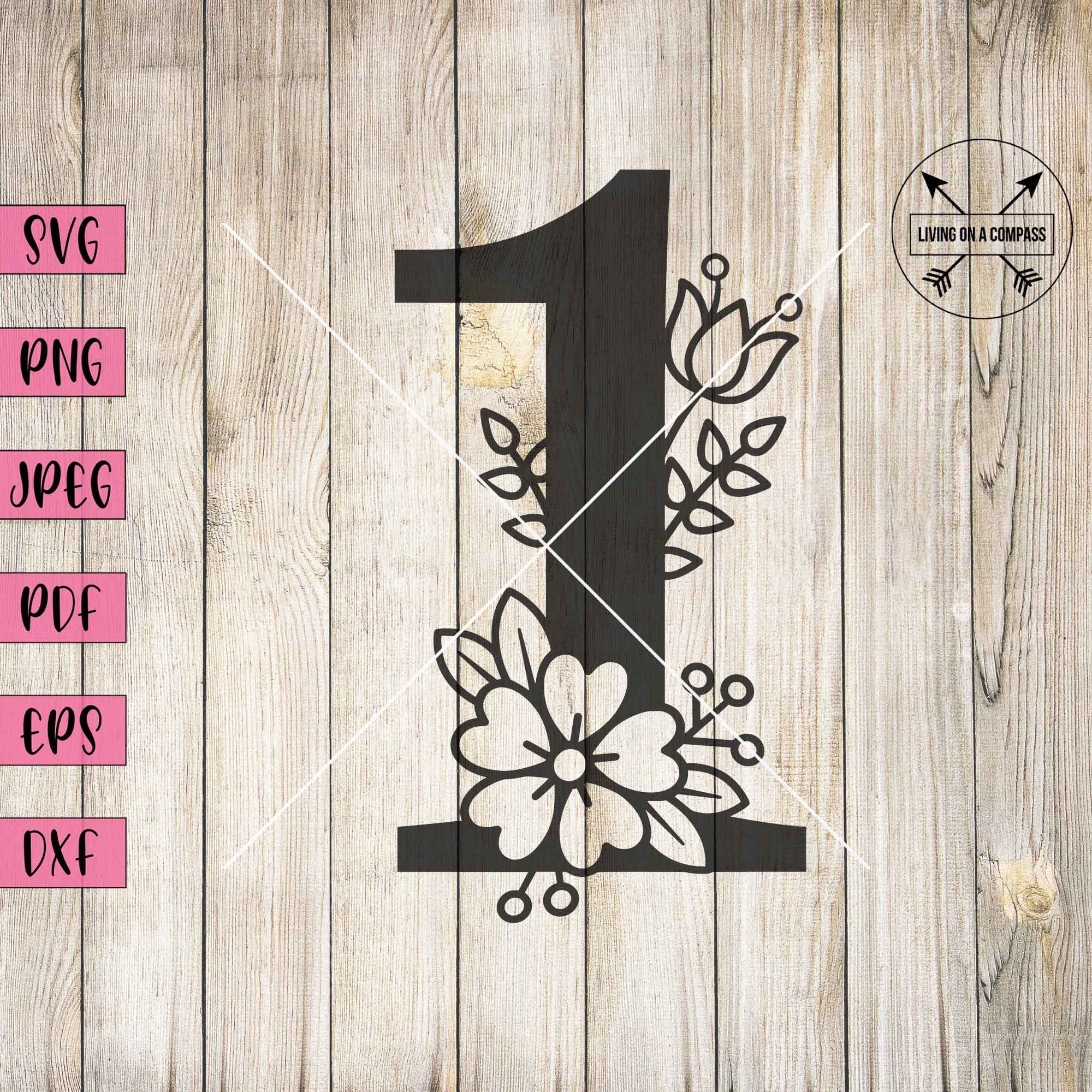 Floral Number 1 Svg Digital Download Table Number Printable - Etsy ...