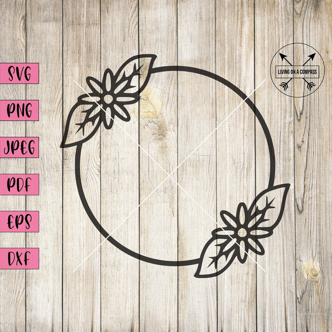 Floral Monogram Frame Svg, Circle Frame Svg, Floral Frame Clipart ...