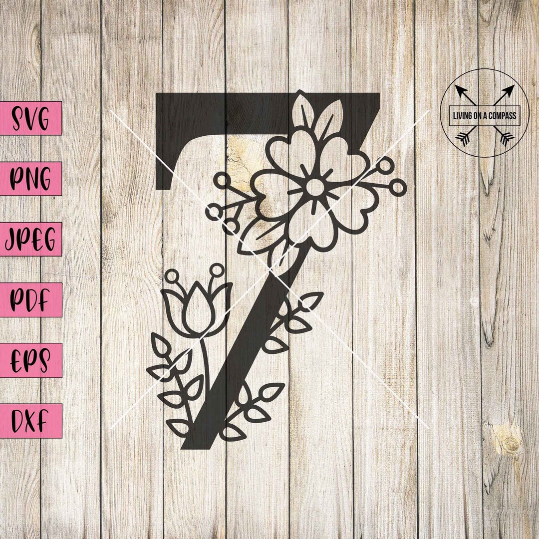 Floral Number 7 Svg, House Number Stickers, Outdoor House Number Signs ...
