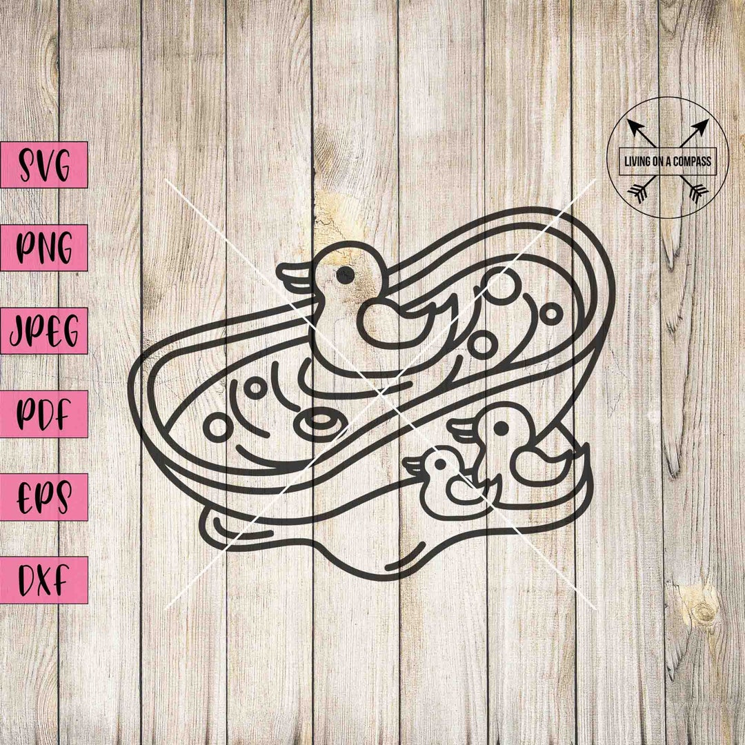 Baby Bath Tub, Baby Bath Time, Rubber Duck Svg, Rubber Ducky Art, Baby ...